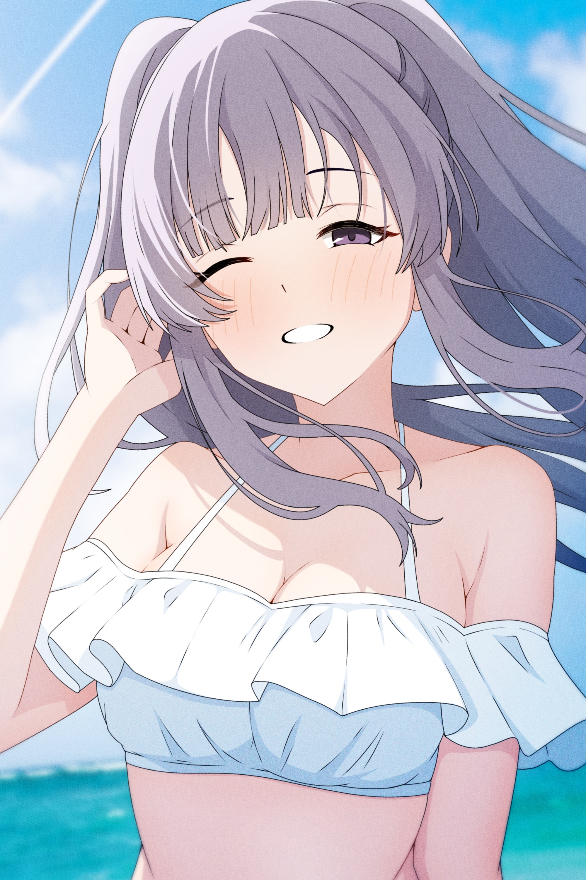 musha no kozi the idolm@ster the idolm@ster shiny colors yuukoku kiriko bikini top swimsuits ...